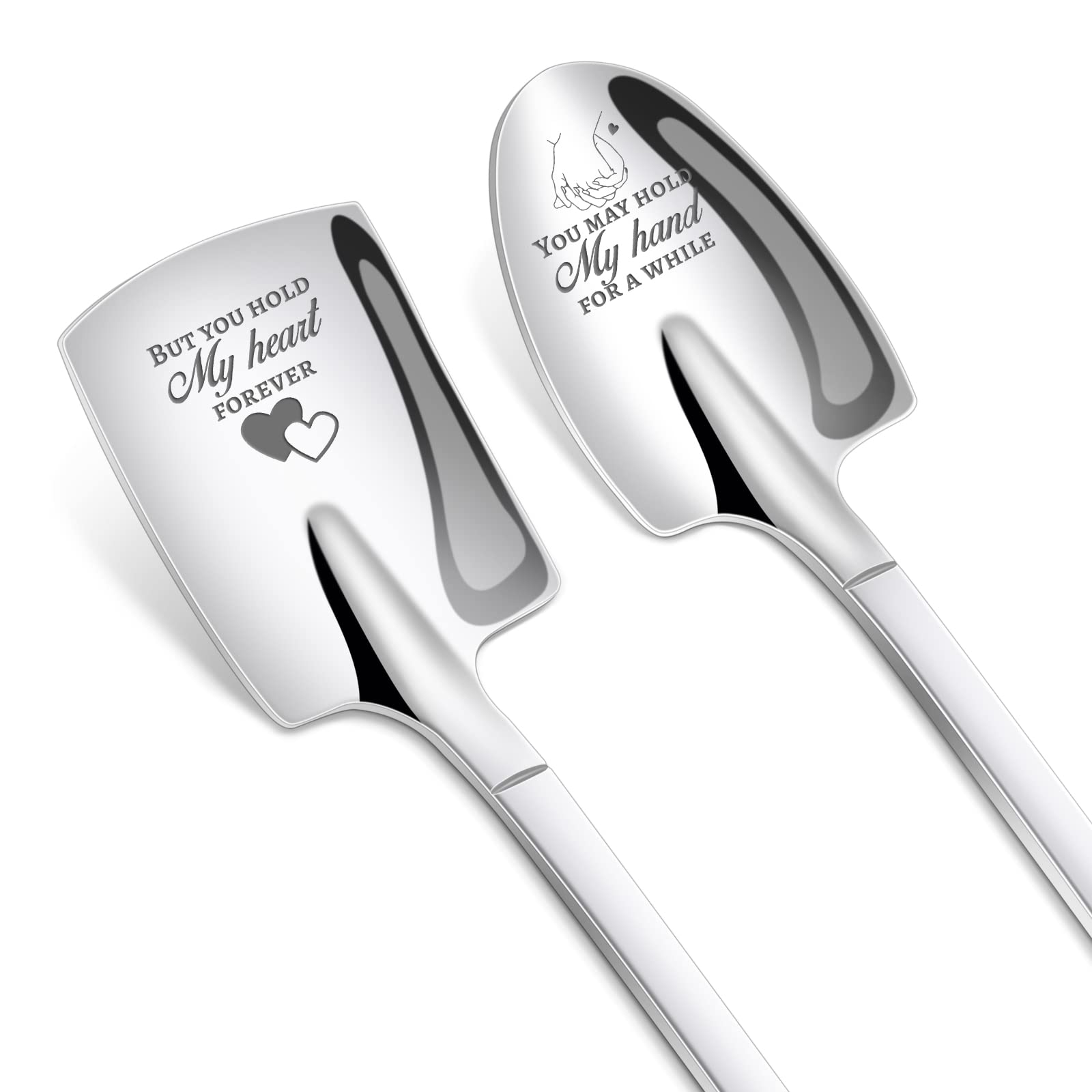 Engagement Gifts for Couples,Wedding Gifts for Bride and Groom, Cool Bridal Shower Gift Engraved Ice Cream Spoon,2 Pcs Personalized Coffee Spoon Stainless Steel Couple Gifts