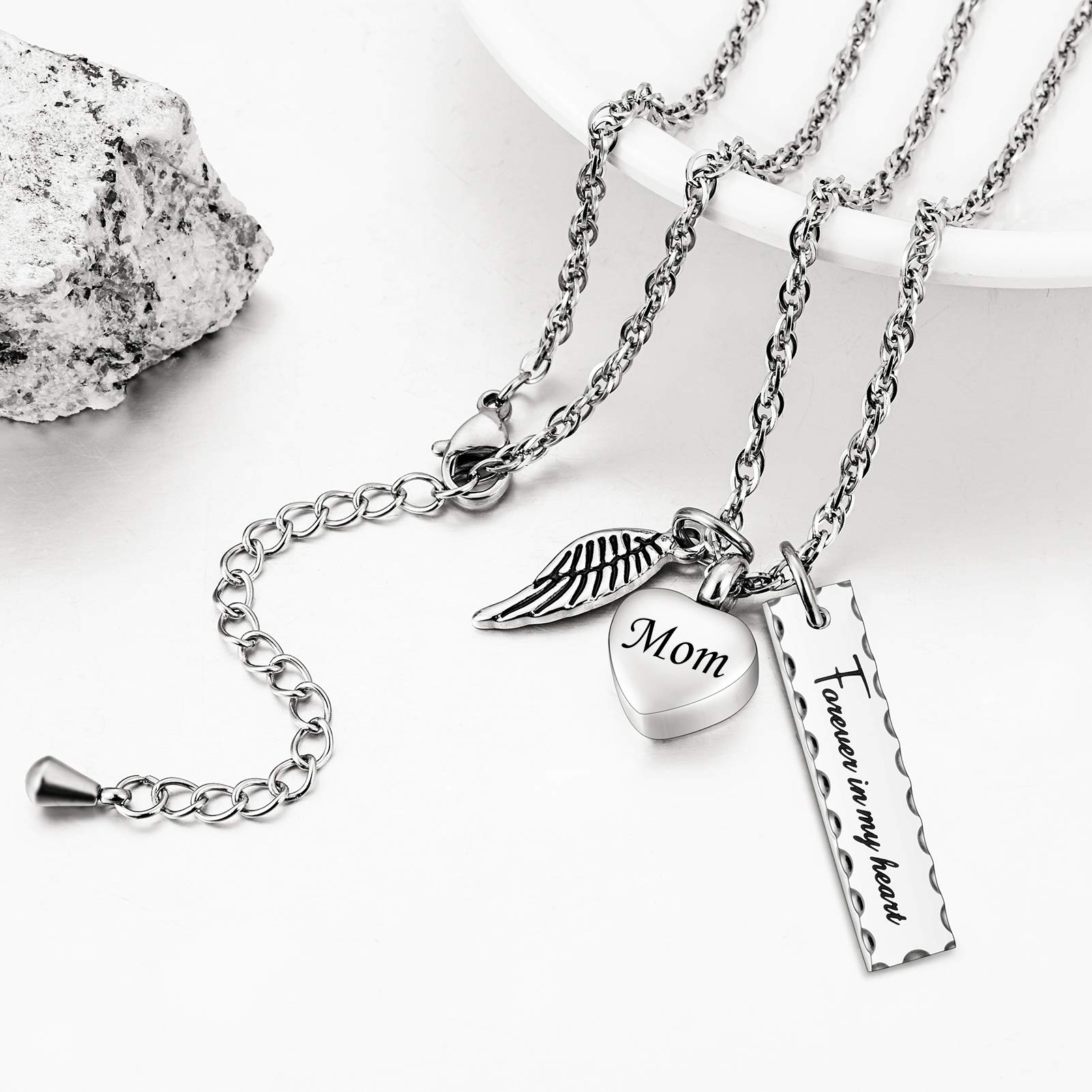 Dletay Urn Necklace for Ashes for Mom Cremation Jewelry for Ashes Memorial Ashes keepsakes Jewelry-Forever in My Heart