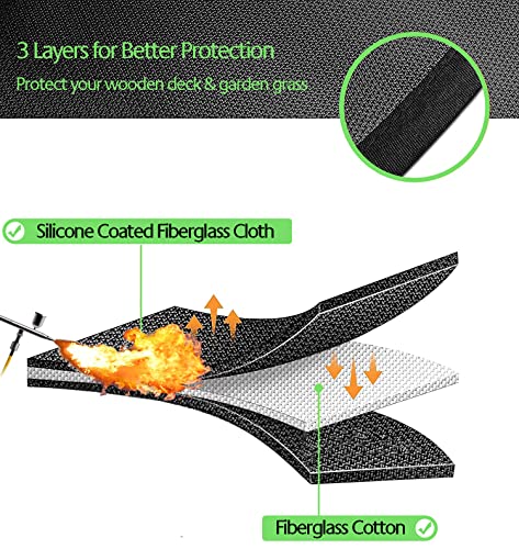 Heavy Duty Firepit-Mat for Deck Fireproof 36 Inches - 3 Layers Fire Pit Mats for Grass Patio Floor Protector Heat Resistant Retardant Fire Proof Rug Under Grill Ember Mat Round
