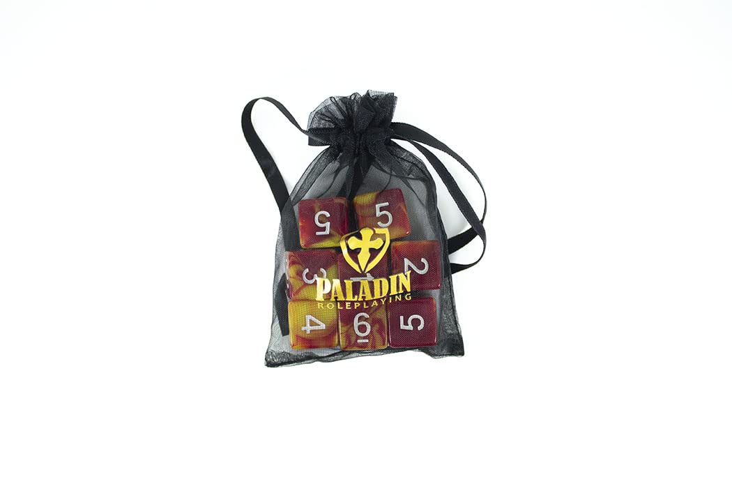 DND Fireball 8 D6 Dice Set - Red and Yellow Fire Themed Dice