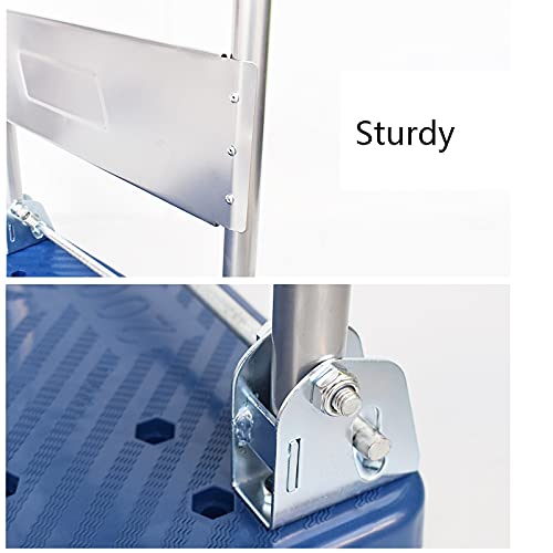 Generic Platform Hand Truck Platform Truck Large Folding Push Cart with Metal Handle and 4 Wheels for Home Bookstore Moving Trolley 660lbs Weight Capacity Push Dolly for Loading (Size : 6inchwheels-