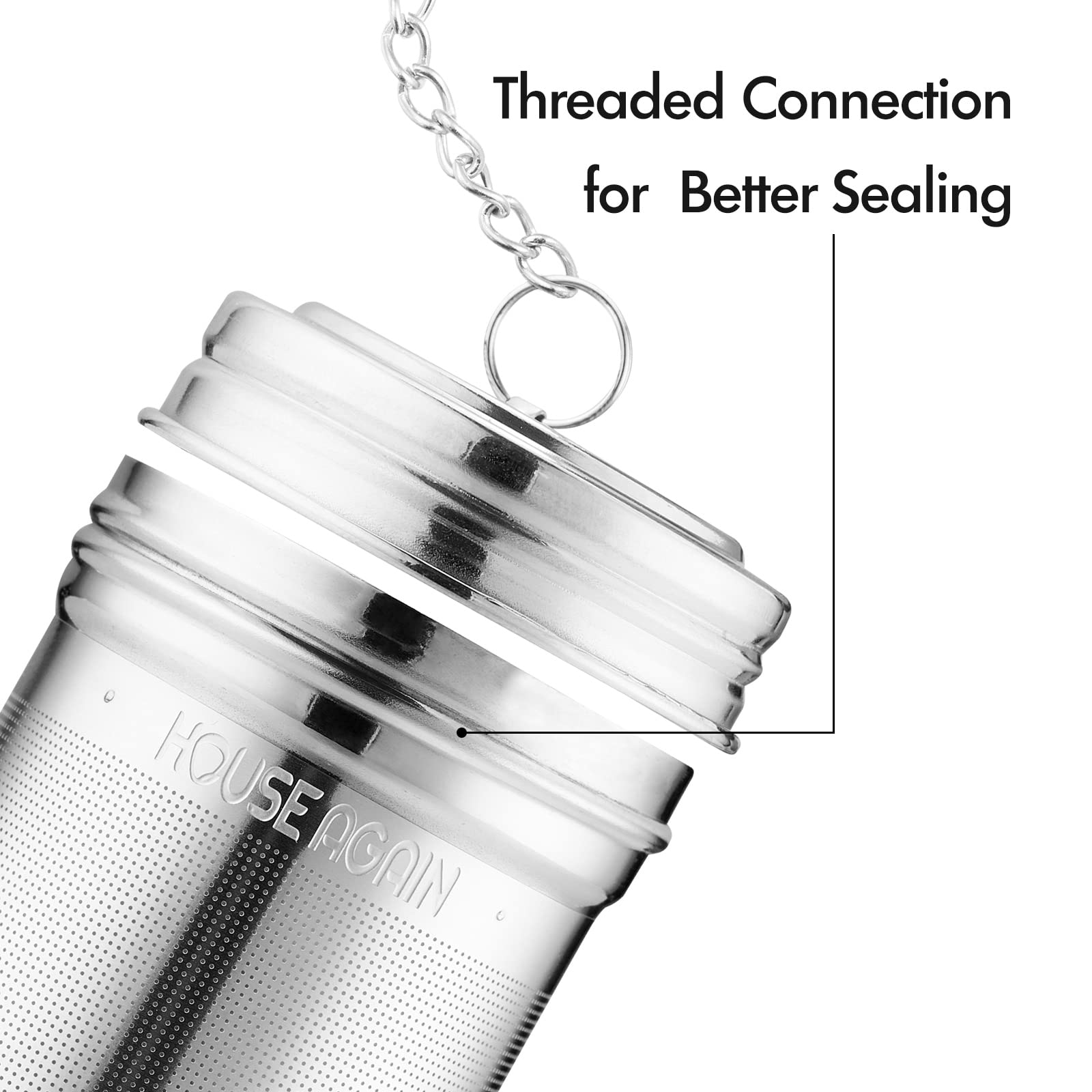 House Again Tea Infuser (2+1 Pack with scoop), Extra Fine Mesh Tea Infuser Set, 18/8 Stainless Steel Tea Strainer with Extended Chain Hook, Tea Steeper for Brew Tea, Spices & Seasonings