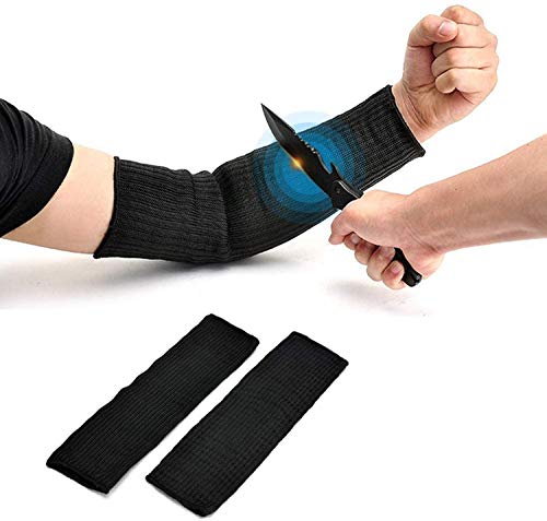 ideapro Arm Protection Sleeve, Kevlar Sleeve Cut Resitant 40cm Burn Resistant Anti Abrasion Safety Arm Guard for Garden Kitchen Yark Work 1 Pair (Black)