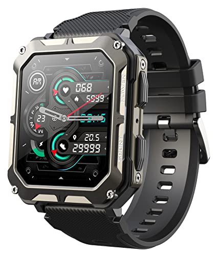 Loluka Military Smart Watch for Men Answer/Make Calls Heart Rate Sleep Tracker 1.83" Touch Screen Mens Smartwatch for Android iOS Phones Tactical Pedometer Fitness Watch