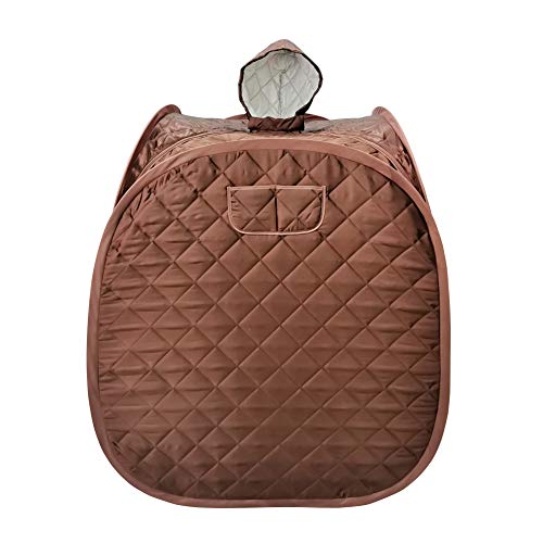 Hoolife Steam Sauna Tent, Portable One Person Full Body Spa Box for Detox Therapy, Steamer NOT Included (Brown)