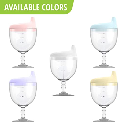 Toddler Sippy Cup - Plastic Wine Glass Goblet Beverage Mug Milk Bottle with Lid for Kids on Birthday Party Celebration (White, 1)