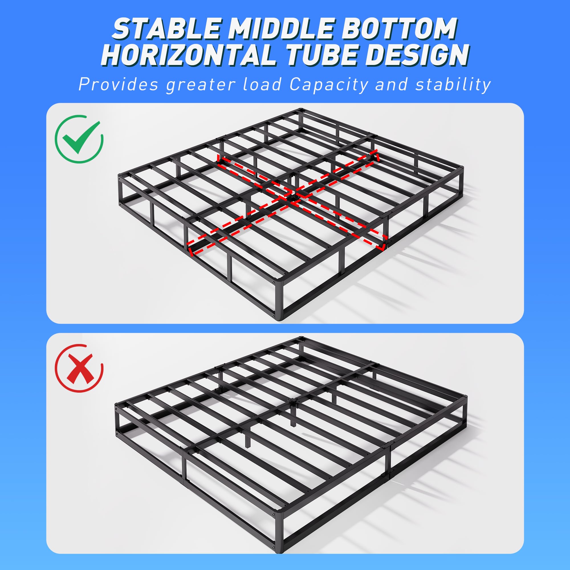 NONOSAMA Queen-Box-Spring, 9 inch Box Spring for Queen Bed,Metal High Profile Box Spring Queen,Mattress Foundation,Easy to Assemble,Heavy Duty,No Squeaky