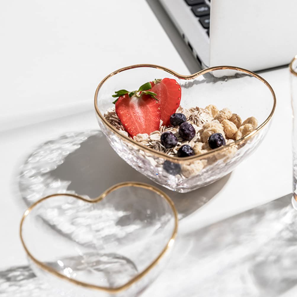Glass Heart Bowl Clear Serving Bowls Set Heart Shaped Salad Bowls Love Bowl Irregular Bowls for Fruits Salad Dessert Ice Cream