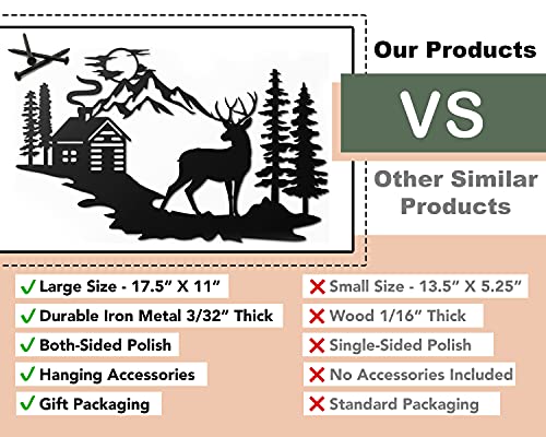 Vivegate Deer Wall Decor β 17.5βX11β Deer Decorations for Home Rustic Forest Wall Decor Deer Pictures Cabin Bathroom Wildlife Metal Wall Art