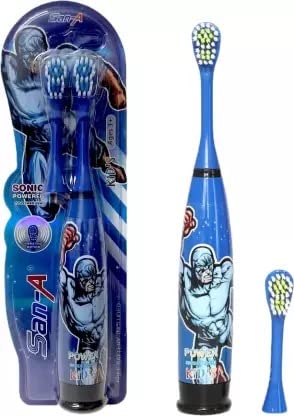 JELLIFY Kids Cartoon Printed Blue Electric Toothbrush Extra Soft Electric Battery Powered Toothbrush for Kids Pack of 1