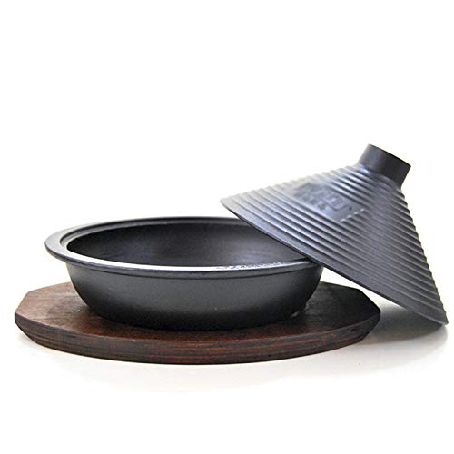 KELUNIS Cast Iron Tagine Pot - Casserole Slow Cooker with Anti-Scalding Board & Cone-Shaped Lid - No Oily Smoke - Environmental Protection Health Cooking