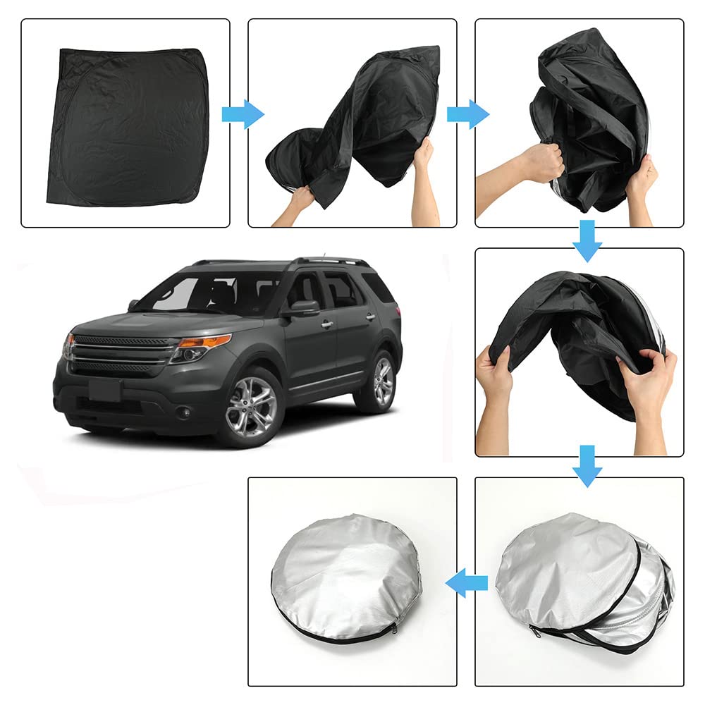 D-Lumina Windshield Sunshade Compatible with 2020 2021 2022 2023 2024 Ford Explorer (ST XLT, Limited, Platinum) - Foldable Front Window Sun Shade Shield Protector