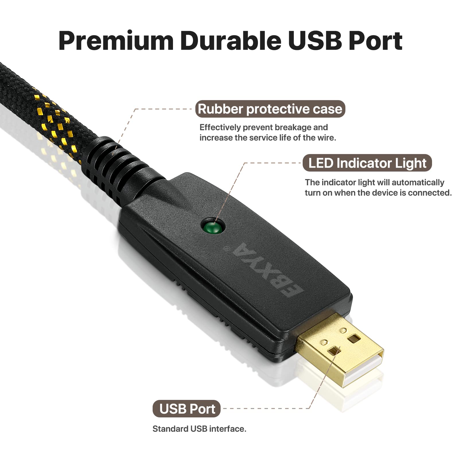 EBXYA USB Guitar Cable 10 Ft, Gold Plated 1/4 Inch Plug to USB Interface Cable Professional Guitar Bass to PC USB Recording Cord Adaptor 3M/10 Feet