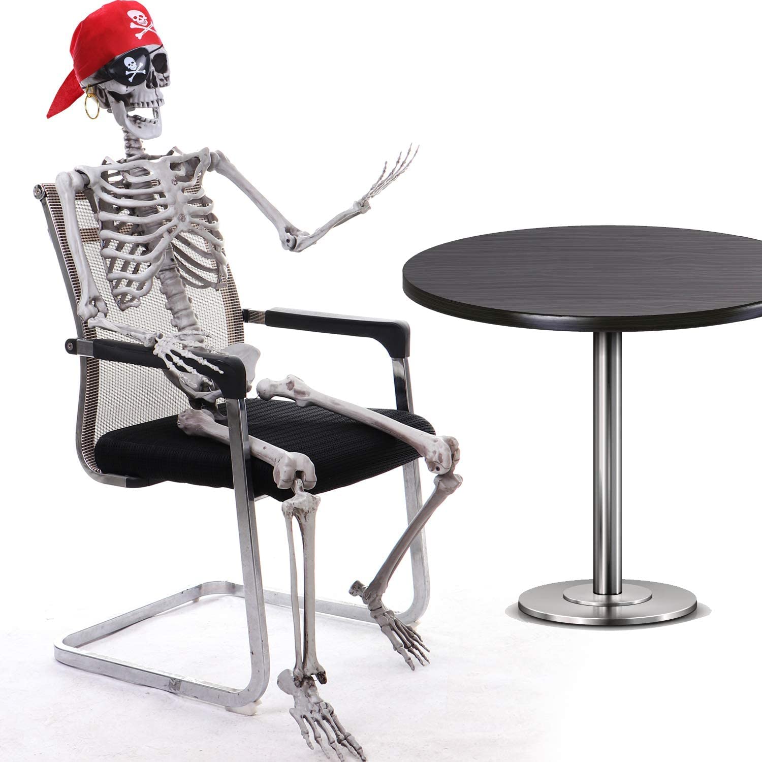 Halloween Decorations - 5 Ft Placeable Halloween Skeleton - Full Body Life-Size Skeleton Prop with Movable Joints for Halloween Outdoor Yard Haunted House Prop Decoration