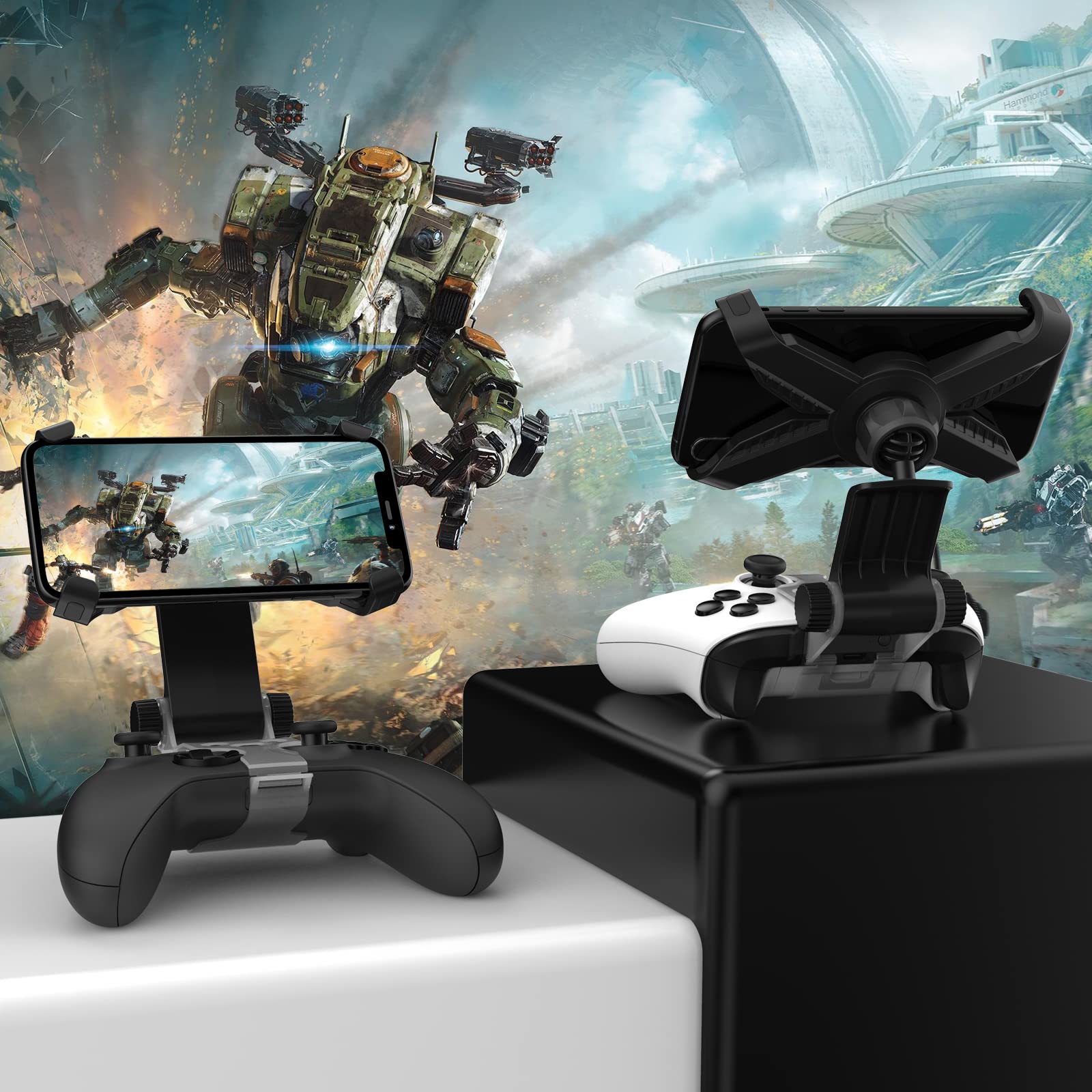 Dobe Controller Mobile Gaming Clip Holder Clamp for Xbox One Controller Phone Mount Adjustable Phone Holder Clamp Compatible with Xbox One S/X/Series S/X/Xbox One Controllers