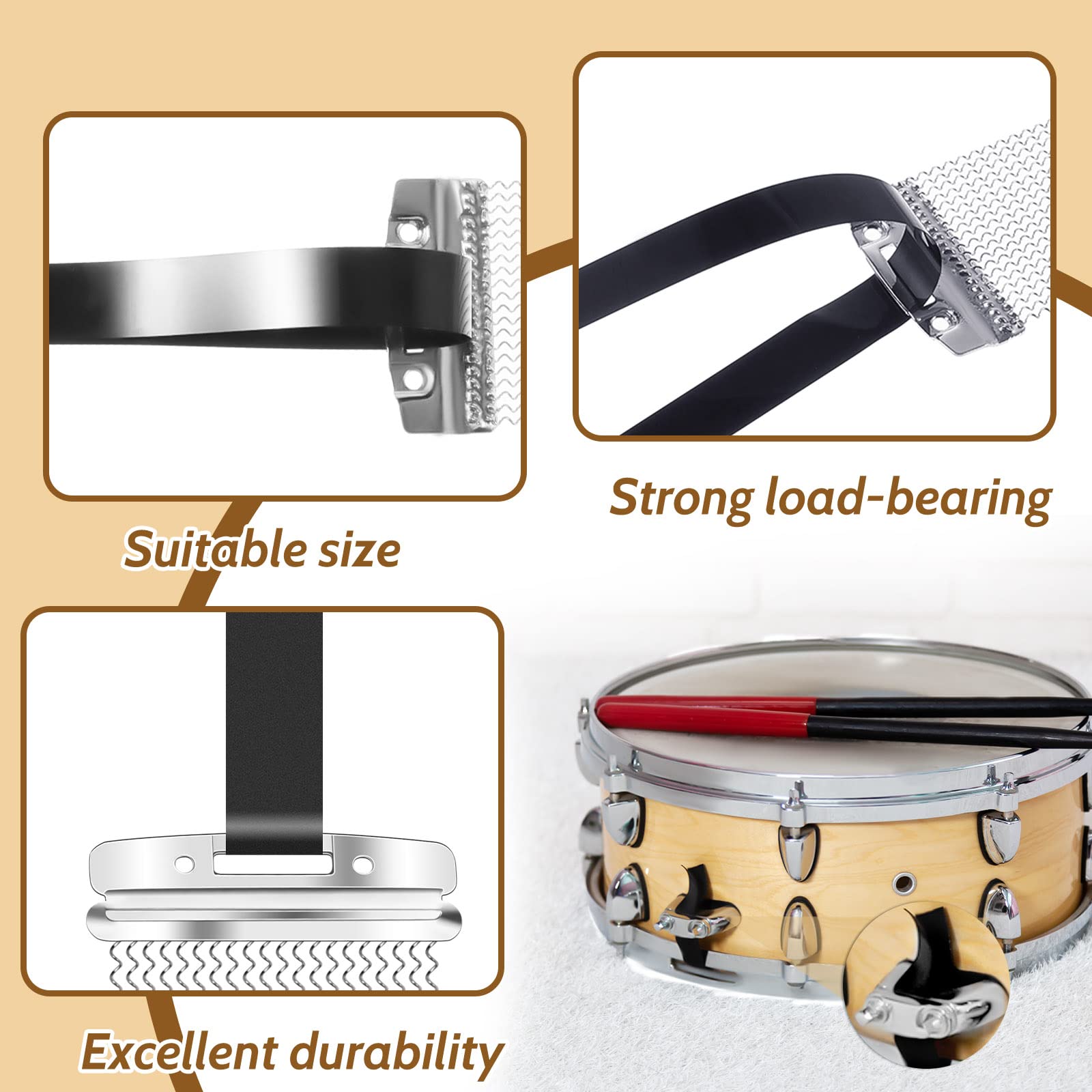 Fabbay 24 Pcs Snare Wire Straps Polyester Film Straps for Snare Drum Wire Straps Snare Drum Strips Cord Accessories Belt for Snare Drum Accessories