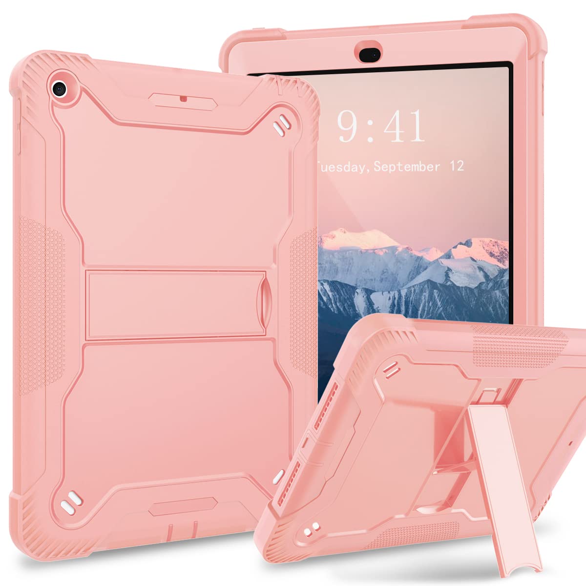 Fingic Case for iPad 10.2 (2021/2020/2019)- iPad 9th/8th/7th Generation Case Hybrid Hard PC Soft Silicone Full Body Heavy Duty Rugged Protective Case with Kickstand for iPad 10.2 inch 2021/2020/ 2019