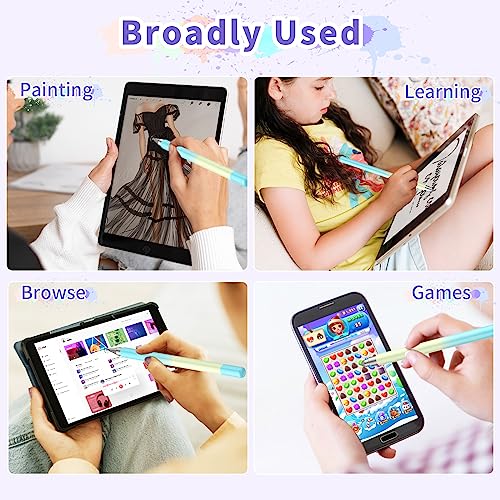 Stylus Pens for Touch Screens, High Precision 2-in-1 Disc Stylus Pen with Magnetic Adsorption, Compatible with iPad/iPhone/Tablets/Android and All Capacitive Touch Screens (Blue Light Yellow)