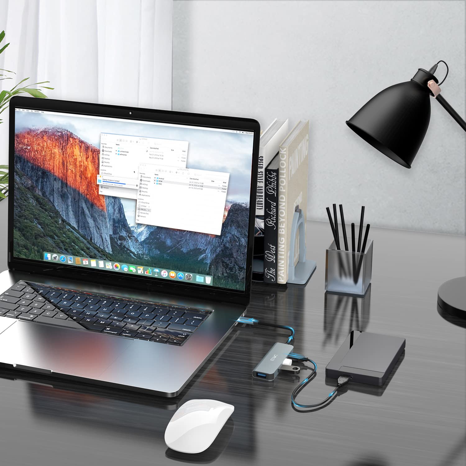 JESWO USB C to USB Hub, 4-Port USB C Hub with 4 USB 3.0 Ports & 1 USB C to USB 2.0 Adapter for MacBook Pro/Air, iMac, iPad Pro, Chromebook, Dell XPS, Surface and More