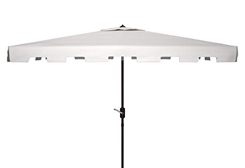Safavieh PAT8300K Outdoor Zimmerman White 6'6" x 10' Rectangle Market UV Protected Umbrella