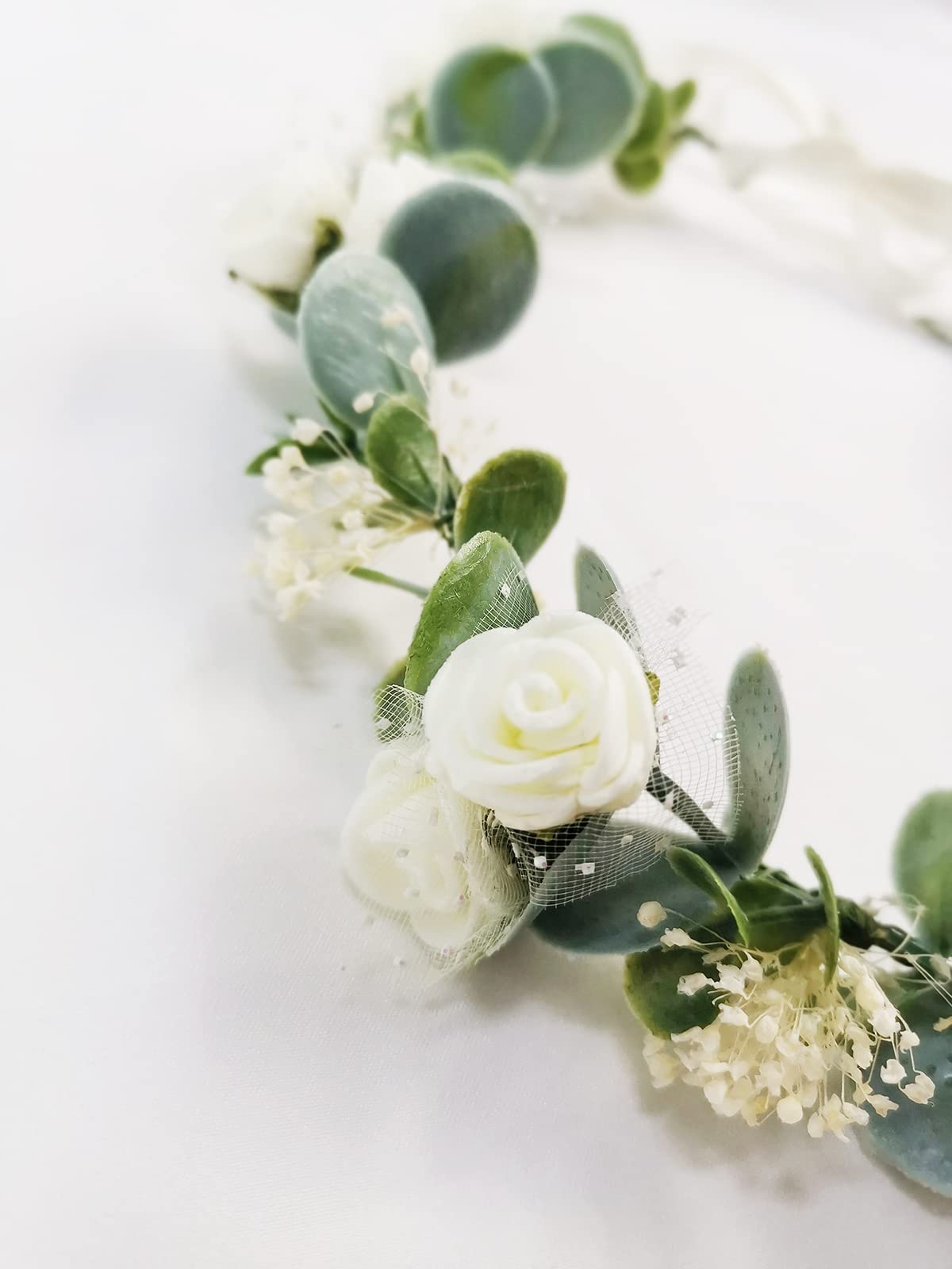 Dlynmoo Flower Crown Floral Wreath Headband Floral Crown Wedding Festivals Photo Props Headpiece TG02066