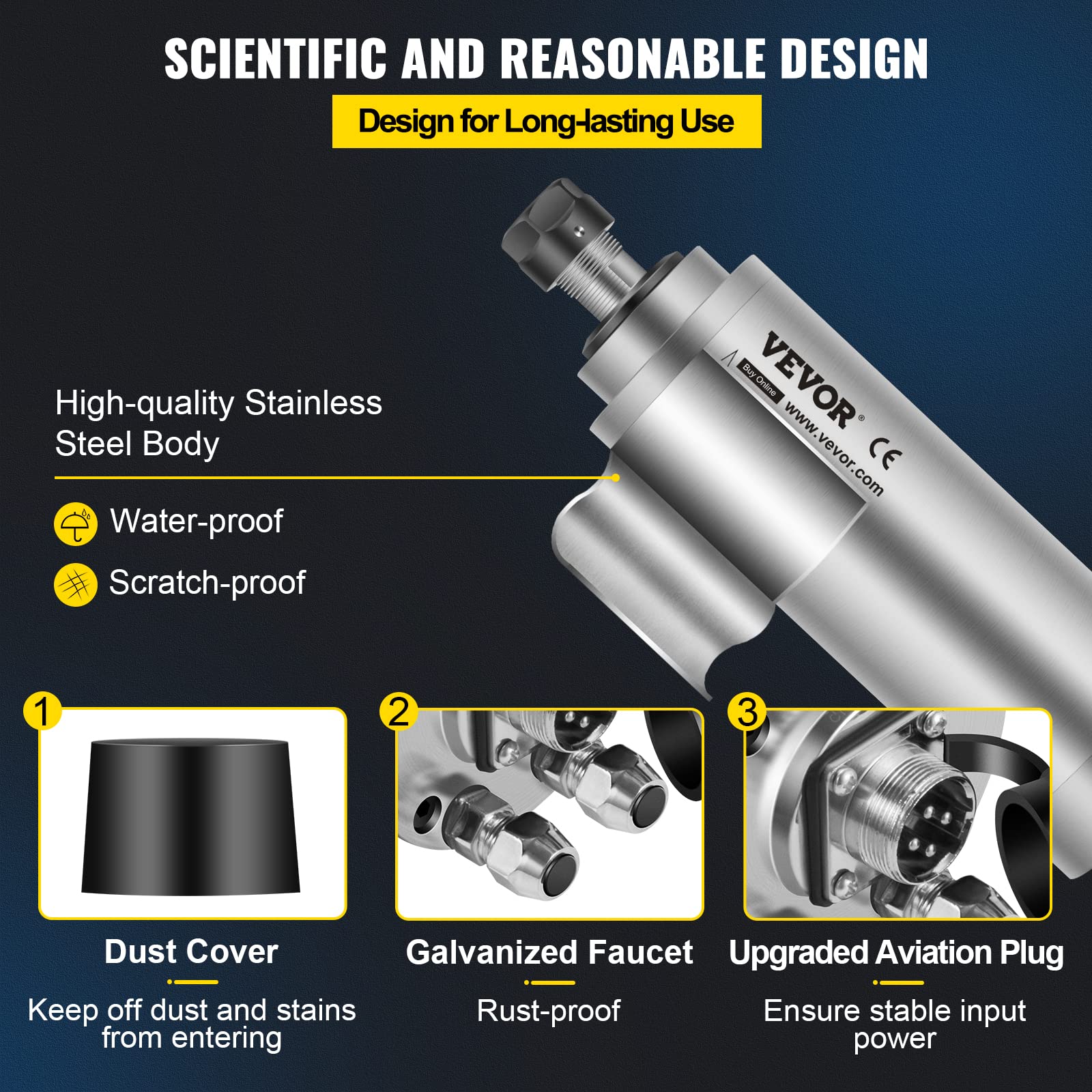 Mophorn CNC Spindle Motor CNC Spindle Kits Water Cooled Spindle Motor For CNC Router Engraving Milling Machine (2.2KW)