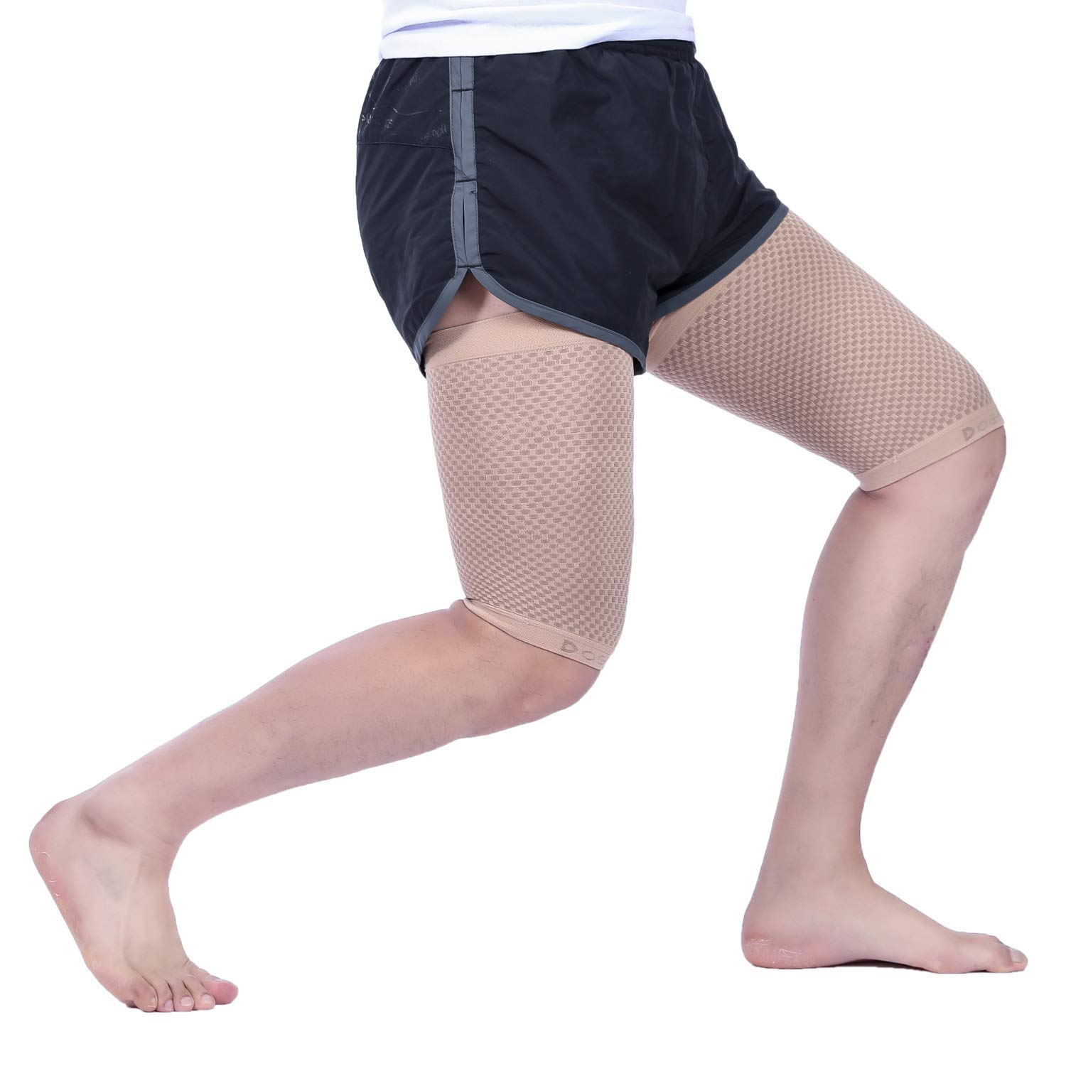 Doc Miller Thigh Compression Sleeve for Men Women 1 Pair β Quad & Thigh Compression Wrap - Braces for Thigh Pain Muscle Recovery - Hamstring Compression Sleeve Silicone Band - 1 Pair