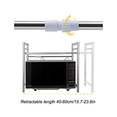 Kitchen Storage Rack 304 Stainless Steel Microwave Oven Shelf Kitchen Oven Shelf Single Layer with Retractable Length Storage Shelves