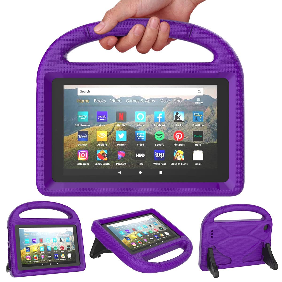 Fire 7 Tablet Case for Kids, YIHE Case for Amazon Fire 7 2019/2017/2015 (7 inch, 9th/7th/5th Generation), Lightweight Shockproof Protective Case with Handle Stand for Fire 7" Tablets, Purple