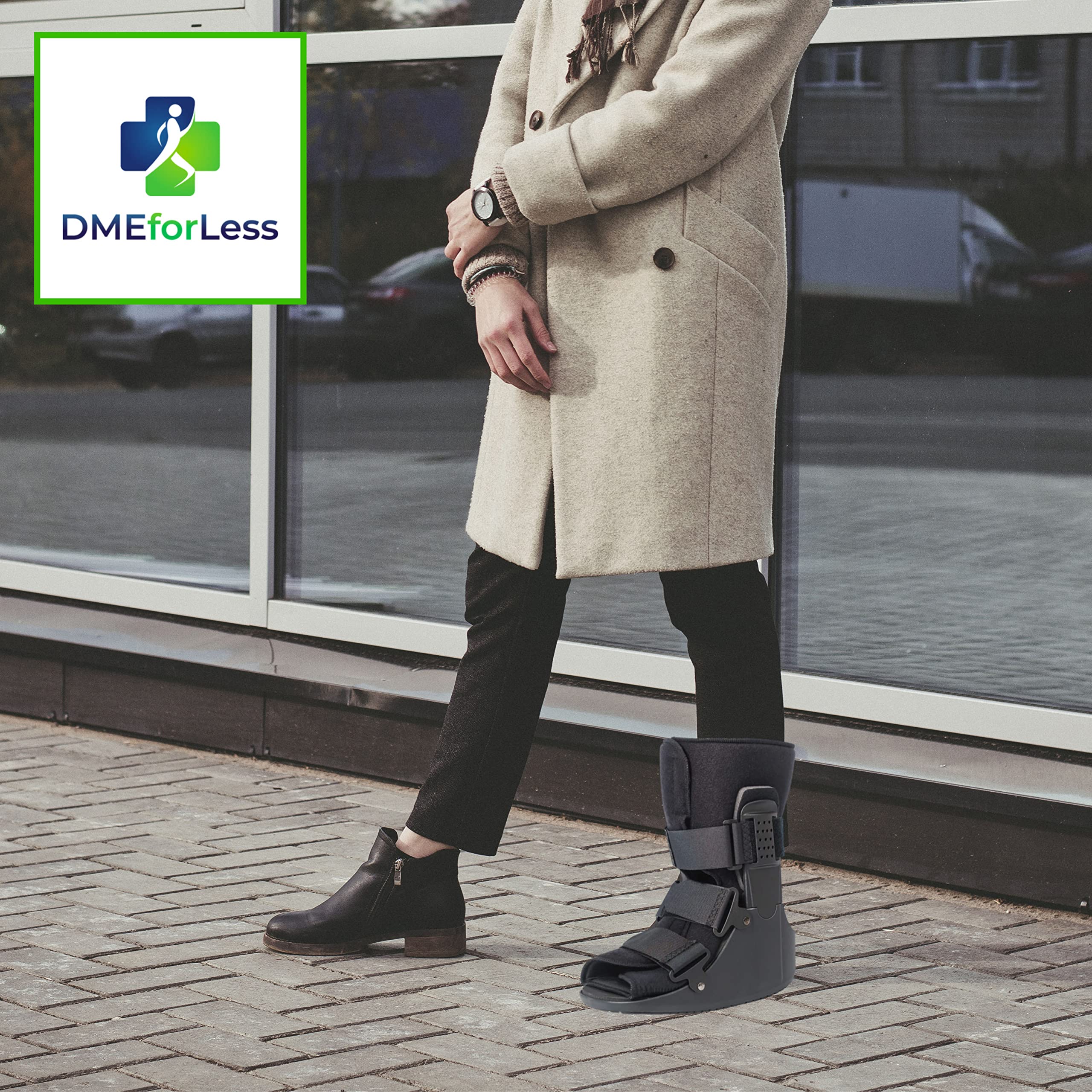 DMEforLess Low Top Non Air Medical Walking Boot - Ankle Brace and Foot Brace for Stress Fracture Support - Post OP Shoe for Broken Toe, Achilles Tendonitis Relief, Sprained Ankle Support (Small)