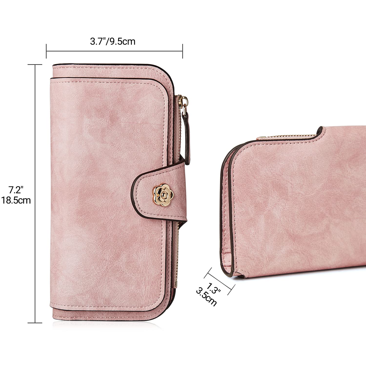FOXLOVER RFID Wallet Women Soft Vegan Leather Trifold Multi Credit Card Holder Organizer Ladies Clutch