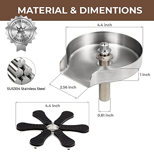 Glass Rinser for Kitchen Sink with Cleaning Brush | Stainless Steel Bottle Washer | Faucet Cup Washer Sink Attachment Accessory for Bar Sink