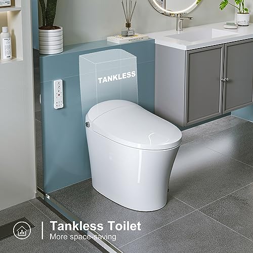 HOROW Smart Toilet with Heated Bidet, Instant Warm Water, Pre-Wet, Tankless Toilet with Dual Flush System 1/1.27 GPF
