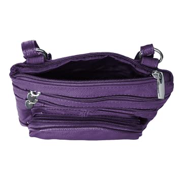 Finstores Women's Designer Multipurpose Soft Leather Handbags With Adjustable Shoulder Strap With Wallet And Multiple Pocket Purse_Purple