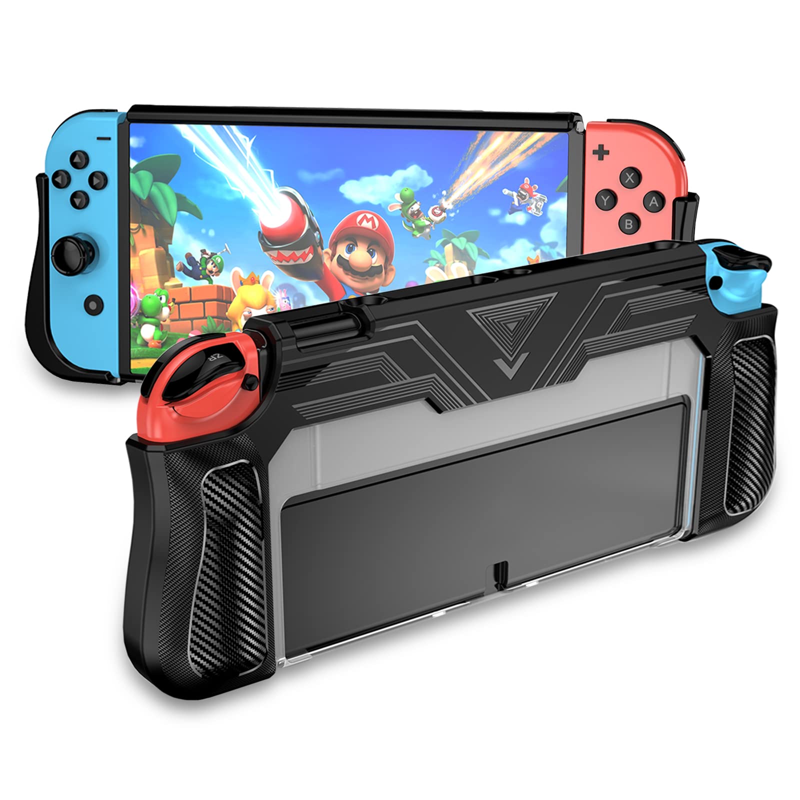 Dockable Case Compatible with Nintendo Switch OLED Model 2021, Upgraded Protective Dockable Case Cover Accessories Compatible with Nintendo Switch OLED 7 Inch Console and Joy-Con Controller, Black
