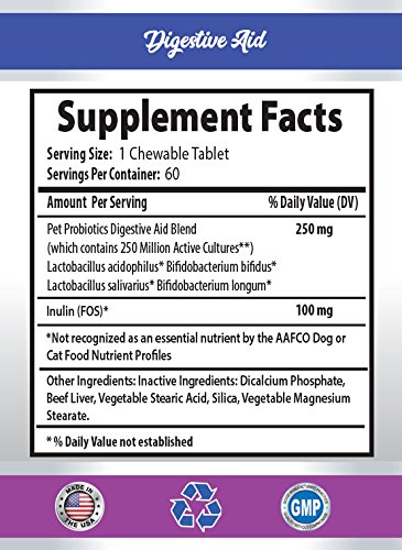 PET SUPPLEMENTS cat Digestive Support - Cats Digestive AID - PROBIOTIC Formula - Treats - cat probiotic chew - 2 Bottle (120 Chews)