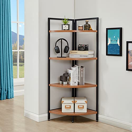 SAYGOER Corner Bookshelf and Glass Coffee Table with Storage