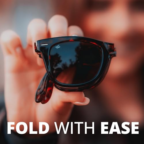 Foldies Classic Folding Sunglasses Polarized, UV400, UVA, UVB Protection for Men Women, Folding Sunglasses Leather Case