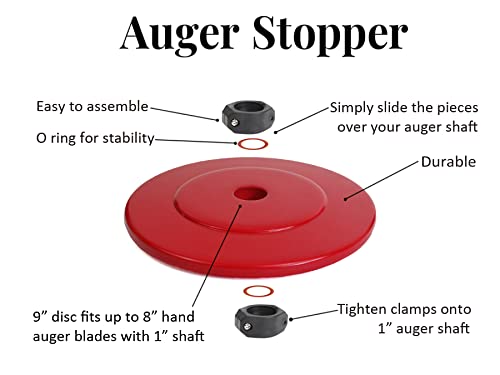 Ice Fishing Auger Stopper Disc- Prevent Auger Blade from Slipping Beneath The Ice- for use with Cordless 20volt Lithium Battery Powered Drills (9", Auger Stopper Disc)