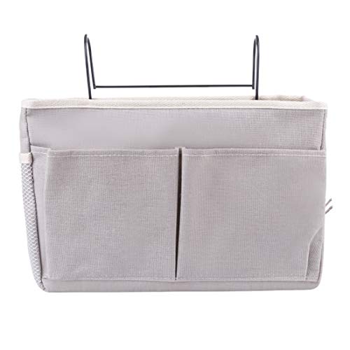 Scakbyer Bedside Caddy, 2PCS Bedside Storage Hanging Bag Bunk Bed Storage Caddy for Dormitory Room, Hospital Bed Rails, Baby Bed, Camp (Grey)