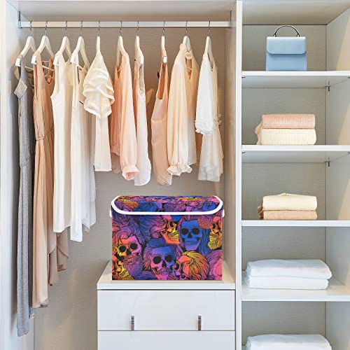 innewgogo Bearded Skulls Storage Bins with Lids for Organizing Closet Organizers with Handles Oxford Cloth Storage Cube Box for Books