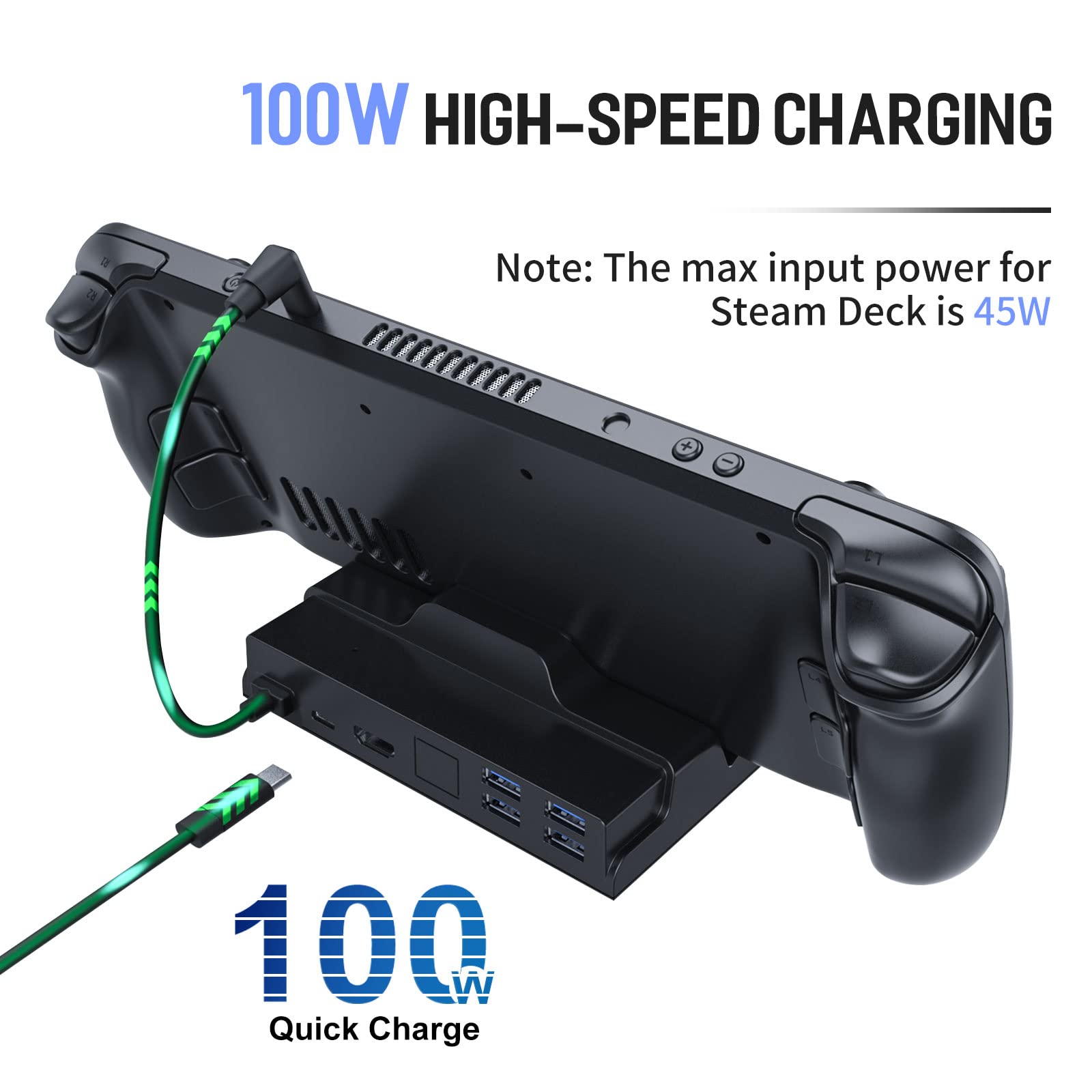 Docking Station for Steam Deck, SIKRO 6-in-1 Hub Steam Deck Dock Stand with 4 USB-A 3.0, HDMI, PD 3.0 Fast Charger USB-C, and Full Speed Charging USB-C Port Designed for Valve Steam Deck