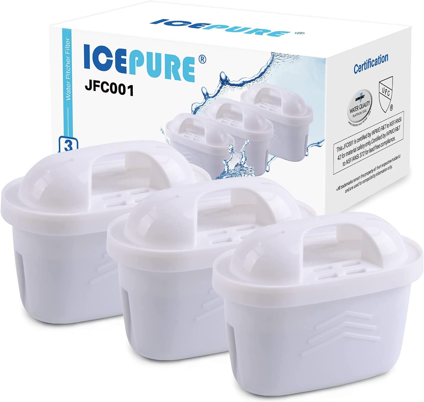 ICEPURE 1001122 Replacement Brita Maxtra+ Pitcher Water Filters,7 Stage Filteration System to Purify,Pack of 3