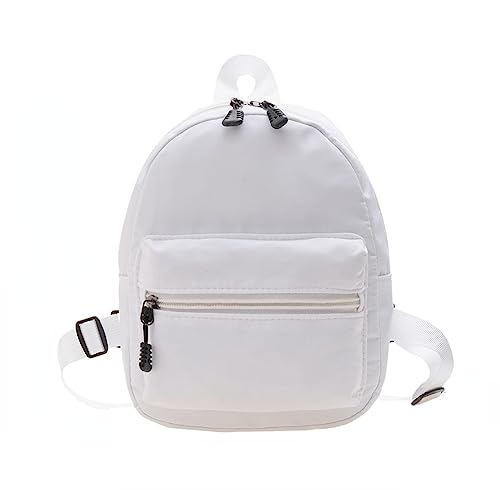 LAKEDREAM Casual Nylon Women Mini Backpack Fashion Solid Color Preppy Style Female Small Travel Knapsack Rucksacks (Style A White)