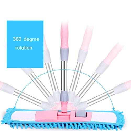 JHHDP Professional Microfiber Mop Stainless Steel Handle Flat Magic Mop Replaceable Mop Head