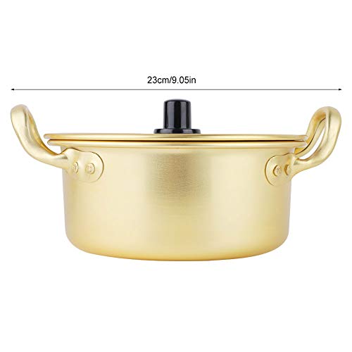 Qiilu 1 * Pot Korean Ramen Noodle Pot Korean Yellow Aluminum Stockpot Instant Noodles Pot (16cm) (16cm)