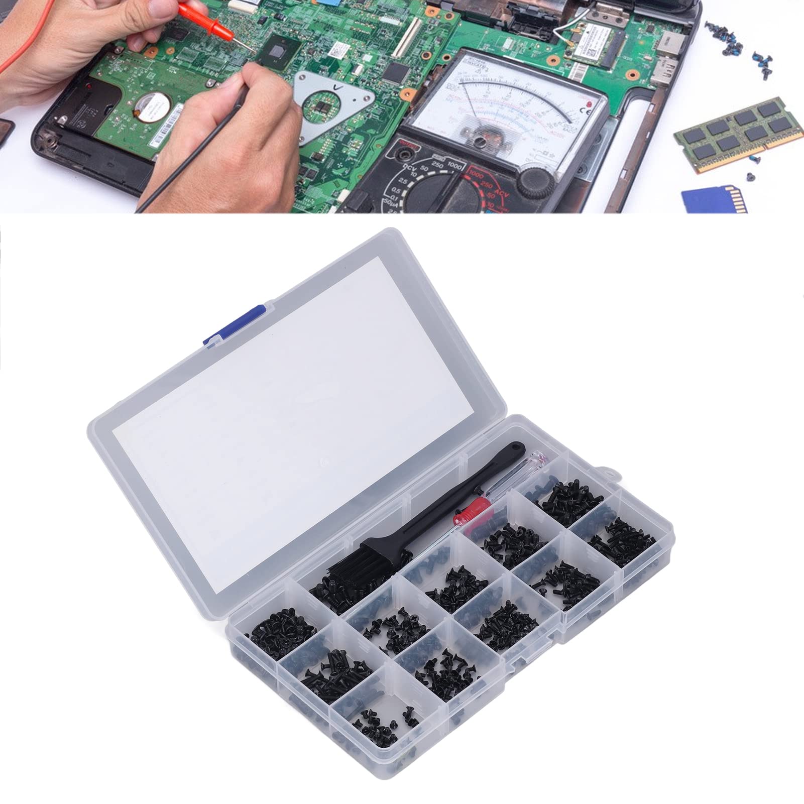 Electronic Repair Screws, Computer Screw Fine Thread Various Sizes Standard Design 600Pcs for Electronics