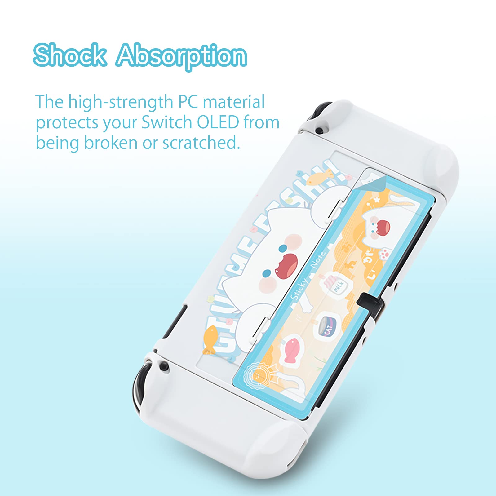 GeekShare Protective Case Slim Cover Case Compatible with Nintendo Switch OLED and Joy Con - Shock-Absorption and Anti-Scratch - BOBO Cat