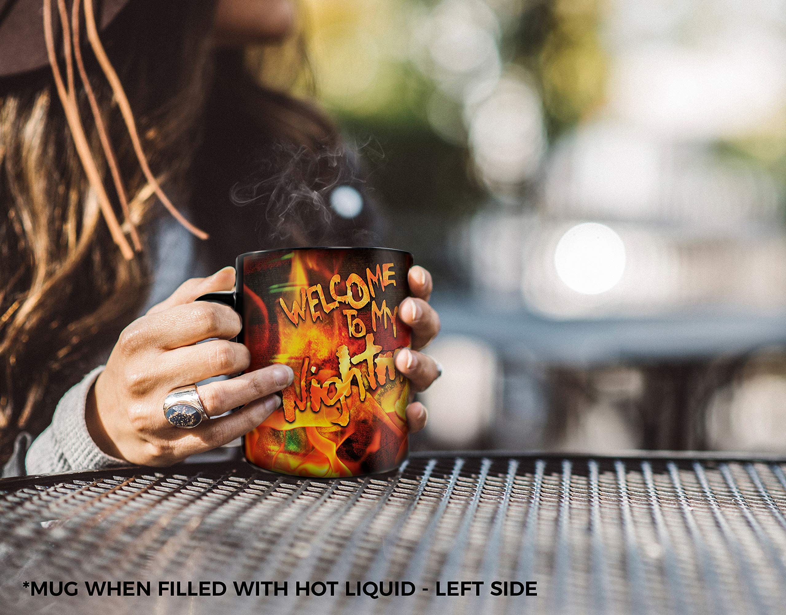 Morphing Mugs A Nightmare On Elm Street β Welcome to My Nightmare β Freddy Krueger Heat Sensitive Clue Mug β Full image revealed when HOT liquid is added - 16oz Large Drinkware