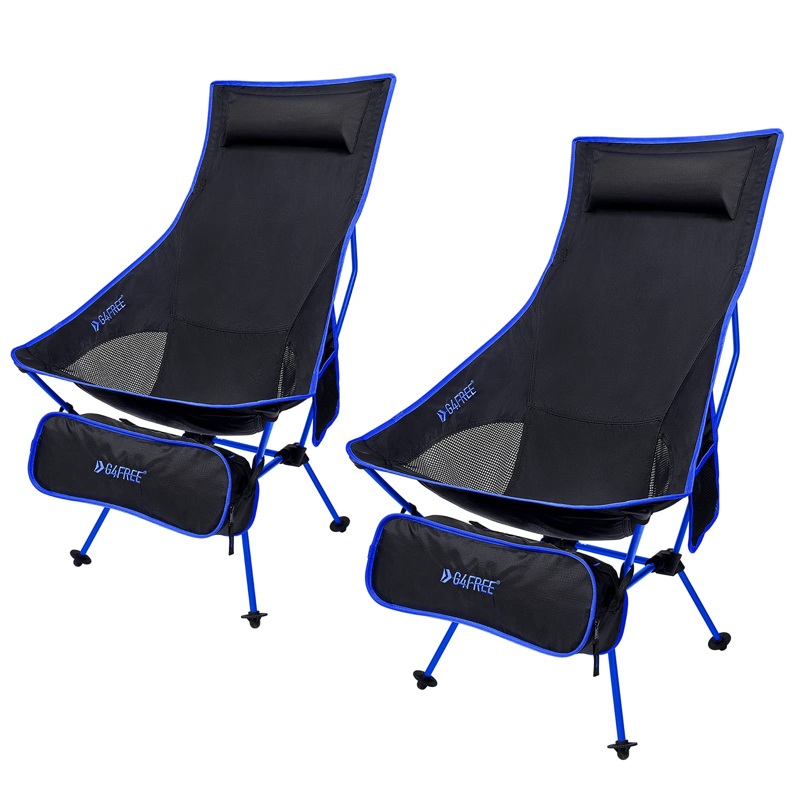 G4Free 2Pcs Lightweight Portable High Back Camp Chair Portable Camping Table with Aluminum Table